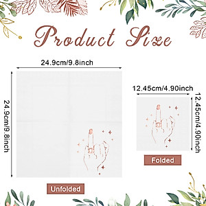 50 Pcs Wedding Napkins Rose Gold Cocktail Beverage Dessert Napkins Bridal Shower Napkins White Paper Disposable Napkins with Rose Gold Foil Ring Finger Design for Engagement Party Decorations 3 Ply