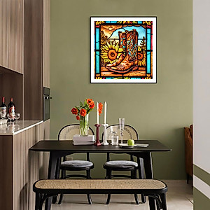 Stalente Diamond Painting Kits for Adults, 5D DIY Diamond Art Kits for Beginners Round Full Drill Diamond Painting for Home Wall Decoration Gift 12×12inch, Sunflower Boots