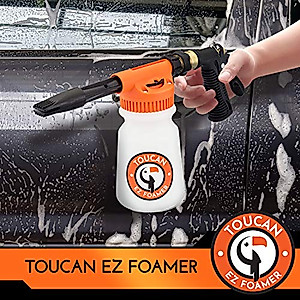 TOUCAN AUTO EZ FOAMER Car Wash Kit! Spray Foam Cannon Pressure Washer Accessories for Garden Hose. Adjustable Mix Head, Car Foam Gun, Brass Hose Quick Connect, Crack-Proof Soap Bottle and Attachments
