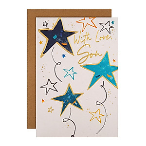 Hallmark Son Birthday Card, Birthday Card for him, Classic Blue Stars, Squiggles, Gold Foil
