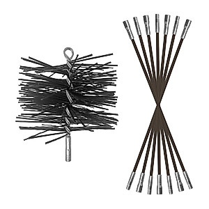 Chromex 6 Inch Poly Chimney Cleaning Brush and 7 Piece 21 Foot Chimney Rod Bundle