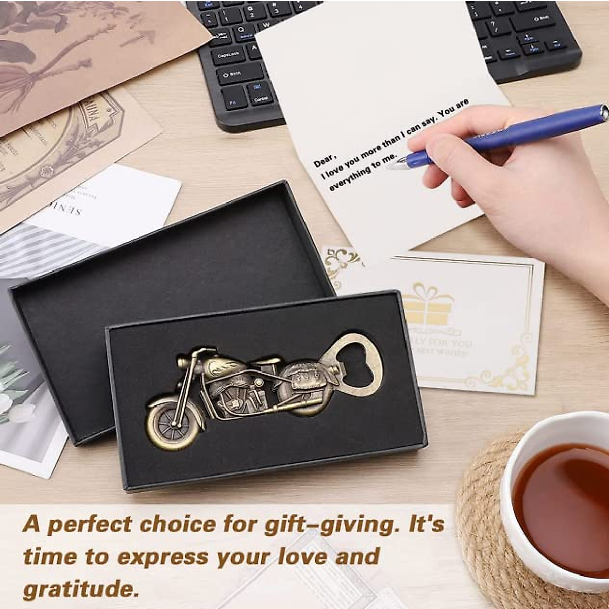 LKKCHER Motorcycle Beer Bottle Opener, Mens Gifts for Birthday Father’s Day, Christmas Gift Ideas for Men Husband Boyfriend Motorbike Lovers, Motorcycles Gifts