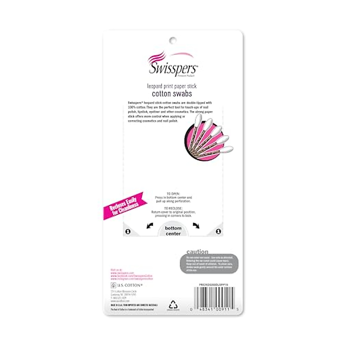 Swisspers Premium Leopard Paper Swabs – 300 Count (Pack of 1) – Fun and Stylish Cotton Swabs with Leopard Print Design – 100% Cotton Tips for Beauty and Personal Care