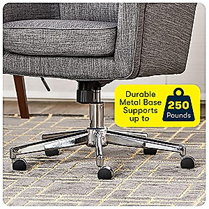 Serta Ashland Ergonomic Home Office Chair with Memory Foam Cushioning Chrome-Finished Stainless Steel Base, 360-Degree Mobility, Fabric, Grey
