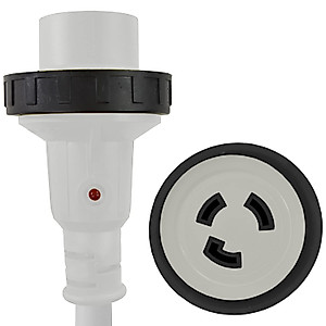 Conntek 17101-025RE Marine Shore Power 30 Amp Cordset with Light Indicator (White, 25-Feet)