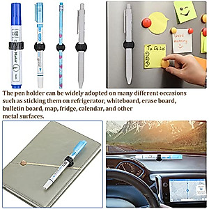 100 Pcs Metal Pen Holder Clips Self Adhesive Pen Pencil Organizer with Adjustable Spring Loop Manganese Steel Pen Clip Fit any Pens, Whiteboard Refrigerator Erase Board Bulletin Board Map (Black)