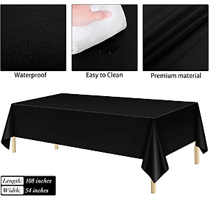 24 Guests Black Paper Plates Including 24 Black Plates, 24 Napkins and 1 Tablecloth for Birthday Wedding Graduation Parties