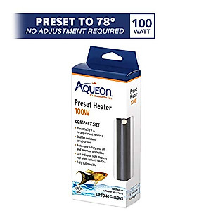 Aqueon Aquarium Fish Tank Preset Heater For Up To 40 Gallons, 100 Watts