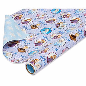 American Greetings Reversible All-Occasion and Birthday Wrapping Paper, Disney Frozen (1 Pack, 75 sq. ft.)