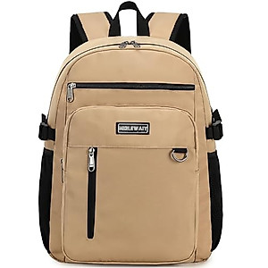 MIRLEWAIY Classical Casual Daypack Lightweight School Bookbag Travel Backpacks Work Bag For Teen Girls boys, Khaki