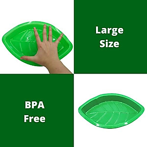 12 Pcs Palm Leaf Hawaiian Party Serving Tray Plastic - Candy Bar Food Holder, Buffet food Plates for Luau Jungle Tropical Party Supplies Table Centerpiece Decoration