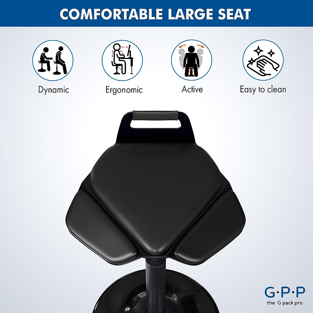 G-PACK PRO Standing Desk Chair – Ergonomic Comfortable Height Adjustable Active Stool - Swivel Sitting Balance Portable Chair - Encourage Good Posture (Black)