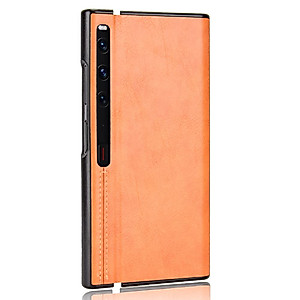 Kukoufey Case for Huawei Mate Xs 2, Retro PU Leather Ultra Slim Shockproof Case, Yellow