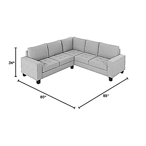 Goohome Sectional, L-Shaped Storage Ottoman/2 Cup Holder,Modular Comfortable Upholstered Couches with Extra Wide Chaise Lounge,Sofas for Home/Office Living Room Furniture Sets, Black