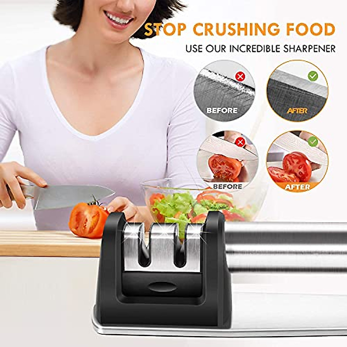 JCHOPE Knife Sharpener - 2-Stage Kitchen Tool