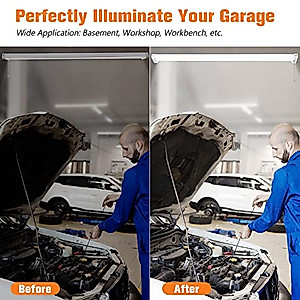 OOOLED 4FT Linkable LED Shop Light for Garages, 42W 4800LM 5000K Daylight LED Shop Lights, LED Ceiling Light with Pull Chain (ON/Off), Linear Worklight Fixture with Plug, 2 Pack