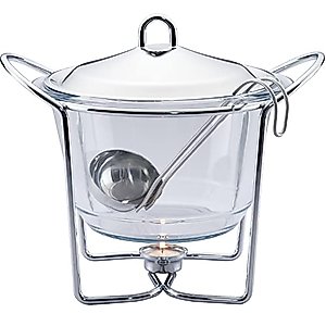 Galashield Stainless Steel with Glass Dish Buffet Server Food Warmer Chafing with Ladle for Soup (4-Quart Capacity)