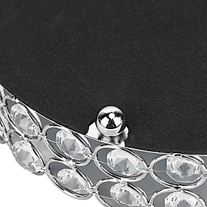 JUOPZKENN Crystal Cosmetic Makeup Tray Jewelry Trinket Tray Organizer Vanity Tray Mirrored Decorative Tray Home Deco Dressers Perfume Skin Care Tray for Christmas Brithday Gift(Silver 20cm)