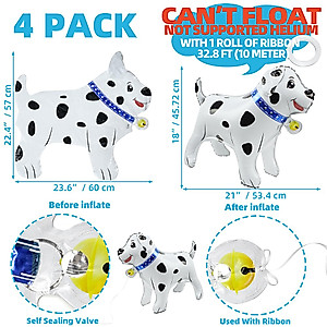 4D Animal Dog Airwalker Walking Balloons Standing Pet Puppy Dog Balloon Dalmatian Balloon For Party Supplies Birthday Decoration, 4 pcs 21'' Self-Stand Doggy Mylar Foil Balloons