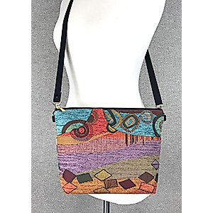 Danny K. Women's Tapestry Bag Shoulder Handbag, Large Zipper Purse Handmade in the USA (Wild Mango)