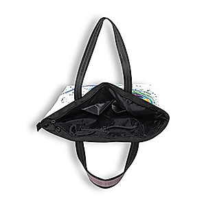 JSTEL Women Large Tote Top Handle Shoulder Bags Watercolor Peacock Feather Patern Ladies Handbag