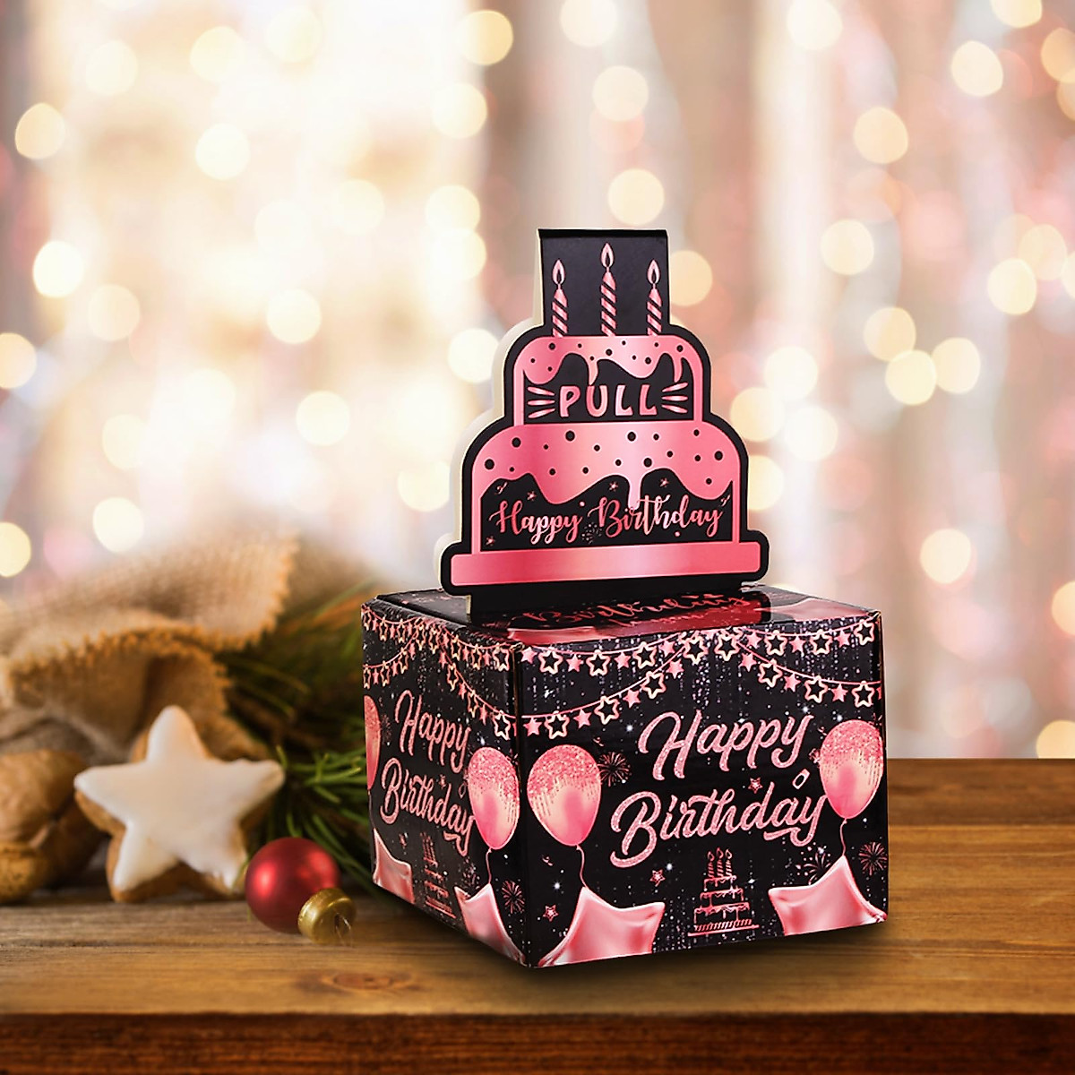 Rose gold Money box birthday gift box cash gift pull DIY set surprise birthday gift box money tree small gift boxes money bag money gun money cake pull out kit (golden)