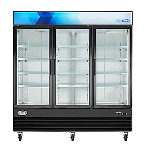 KoolMore - MDR-3GD Koolmore 78 1/4" Commercial Glass 3 Door Display Refrigerator Merchandiser - Upright Beverage Cooler with LED Lighting - 53 Cu. Ft. Black