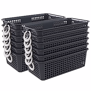 Obstnny 12 Packs Mini Plastic Useful Basket, Desktop Storage Basket Bin, Gray