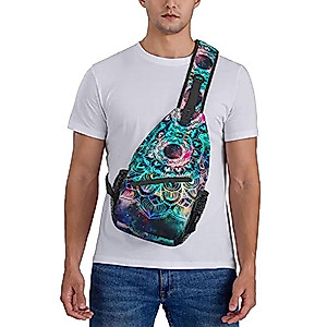 VSOFMY Sling Bag For Women Men, Crossbody Sling Backpack, Chest Bag for Hiking Travel Daypack, Multipurpose Lightweight Shoulder Bag, Galaxy Mandala