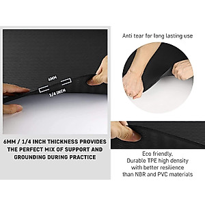 Clever Yoga Mat BetterGrip Eco-Friendly Recyclable Non-Slip and Durable TPE 6mm or 1/4" Thick - (Black)