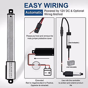 DC HOUSE Mini Electric Linear Actuator Stroke 2"–Force 4.5 lbs–12V | High-Speed 1.97"/sec–Weight 0.15KG Ideal for Intelligent Range Hood, Fan Blades, Cabinets, Window Opener, Robotics, Home Automation