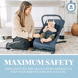 Baby Delight Alpine Deluxe Portable Bouncer, Infant, 0 – 6 Months, Quilted Indigo