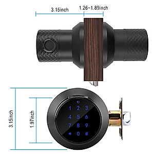Fingerprint Door Knob, FITNATE Bluetooth Digital Code Door Lock Knob Gate Lock with Keypad, App Work with Alexa, Echo, Security Guard for Home, Hotel, Office, Easy to Install