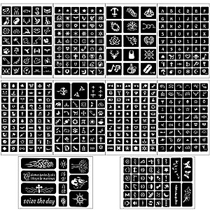 Konsait 629pcs Temporary Tattoos Stencils, Girls and Boys Glitter Tattoo Kit Templates Face Paint Stencils Body Art Stencil Stickers Pack for Adults Man Women Kids Teenager,20 Sheets