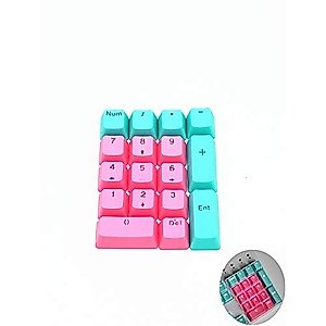 17 Keys Numeric Keypad Numpad Key Cap Number Pad PBT Doubleshot Backlit Keycaps OEM Height ANSI Layout for Cherry MX Switch Gaming 60% 87 104 108 Mechanical Keyboard (Miami NO.1)