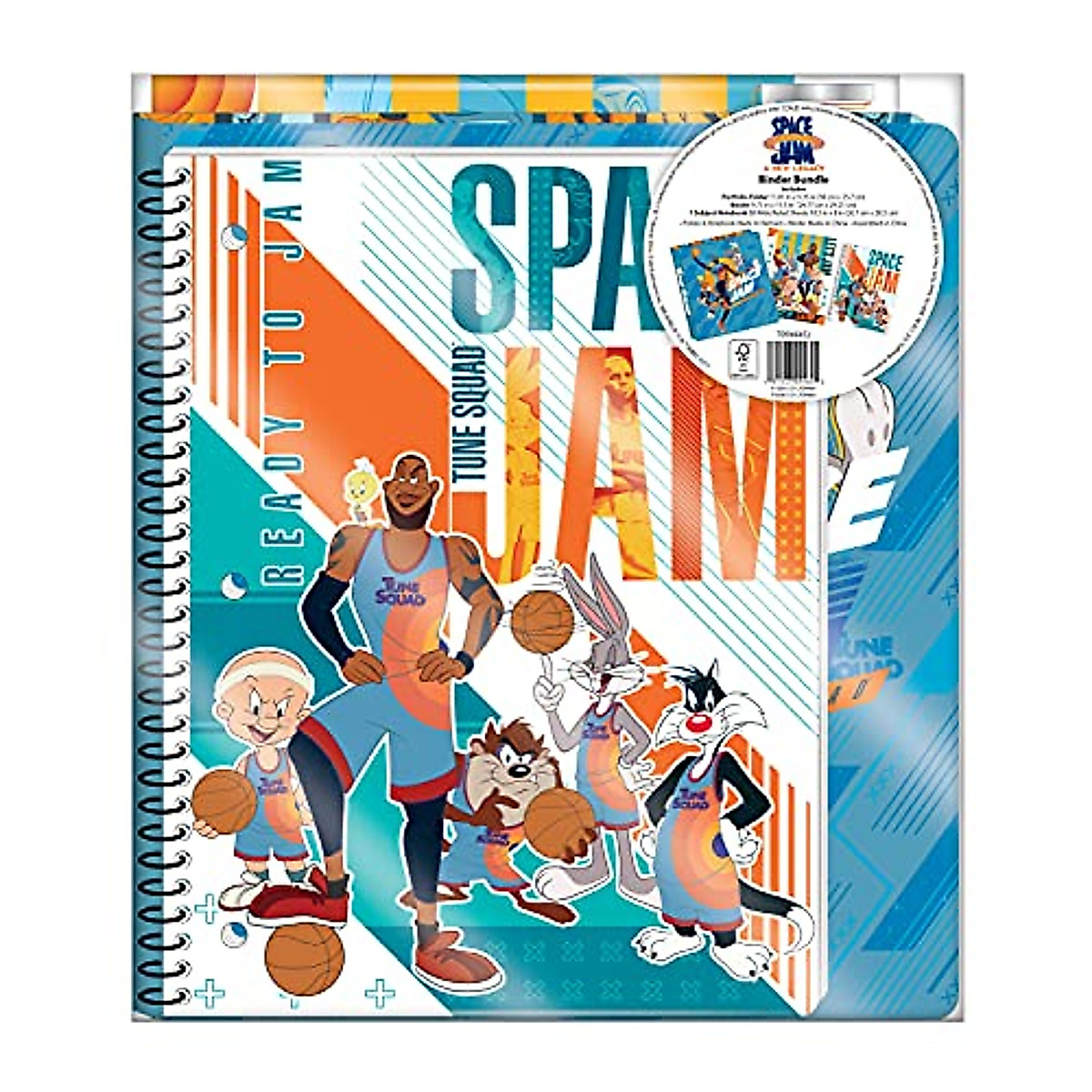 Warner Brothers Space Jam Stationary Bundle, 3-Ring, 1" Binder, Notebook, Folder