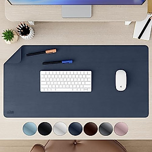 GORILLA GRIP Desk Mat, Non Slip and Heat Resistant Mouse Pad, Soft PU Leather Pads, Dual Sided Blotter, Desktop Protector Cover for Home Office Keyboard Laptop Computer and Writing 23.6x13.7 Navy Blue