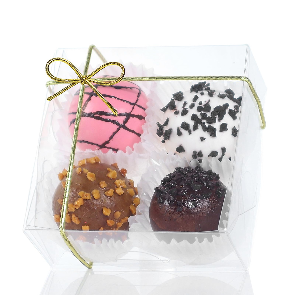 SLShePack 50PCS Clear Cookie Boxes Soap Boxes Chocolate Truffle Boxes for 4,Donut Boxes Macaron Boxes Chocolate covered Cherries Boxes Mini Bakery Boxes Brownie Boxes(3¼"X3¼X1½)