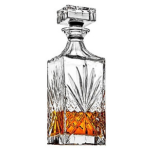 Whiskey Decanter Set with 2 Old Fashioned Whisky Glasses for Liquor Scotch Bourbon or Wine - Irish Cut