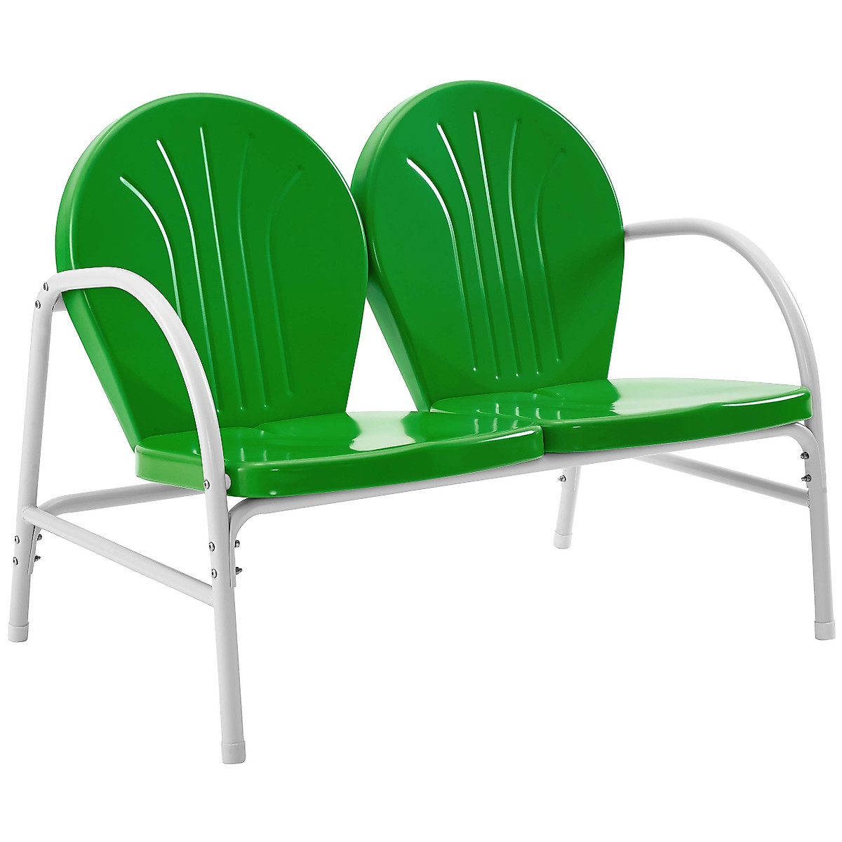Crosley Furniture Griffith 2-Piece Retro Metal Outdoor Chair and Loveseat Patio Furniture Set for Porch, Grasshopper Green
