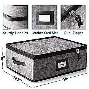 Mug Storage, Stackable Coffee Cup Storage Organizer for a Set of 12 - Padded Mug Storage Box with Dividers, China Storage Containers Hard Shell with Handles & Zippers for Easy Storage & Transport