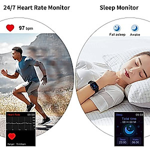 Smart Watch for Men Women, 1.69" HD Screen Activity Tracker Smartwatch, Fitness Tracker with Heart Rate/Sleep Monitor, 25 Sport Modes IP68 Waterproof, Pedometer, Fitness Watch for Android iOS Phones