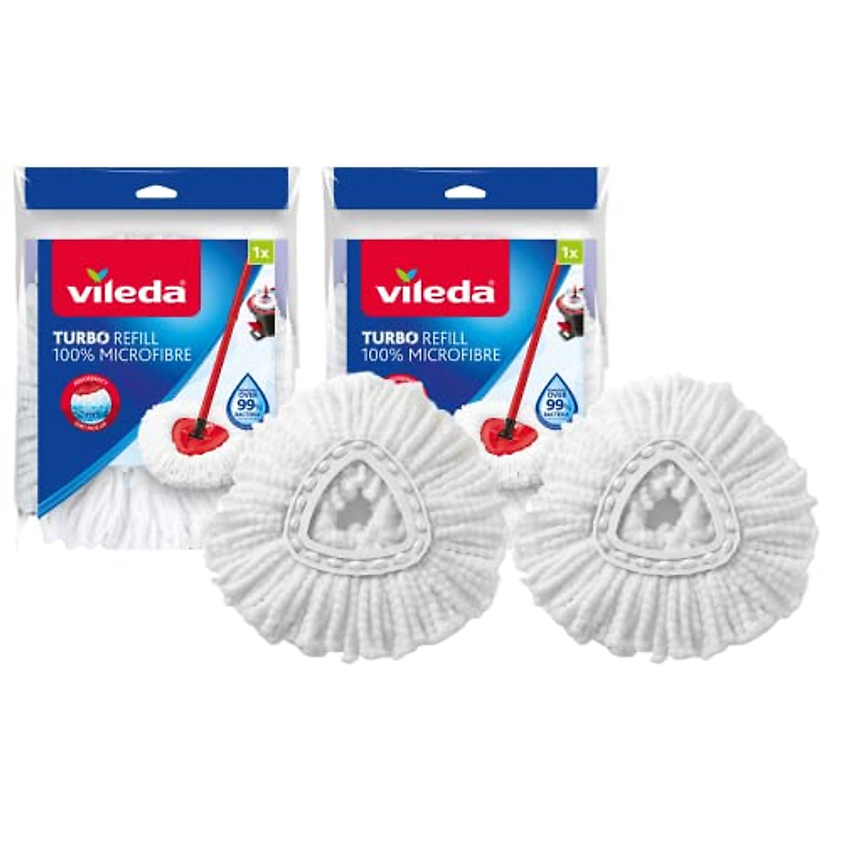 Vileda EasyWring and Clean Turbo Classic Microfibre Mop Refill Head, Pack of 2