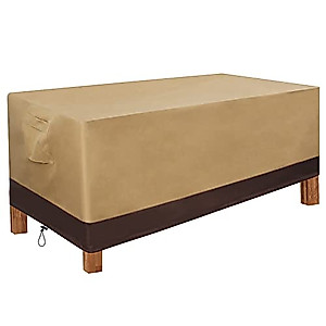 Outdoor Coffee Table Cover, Patio Furniture Covers Waterproof, All Weather Protection Patio Coffee Table Cover Rectangle for Outdoor Furniture, 48" L x 25" W x 18" H, (Beige & Brown)