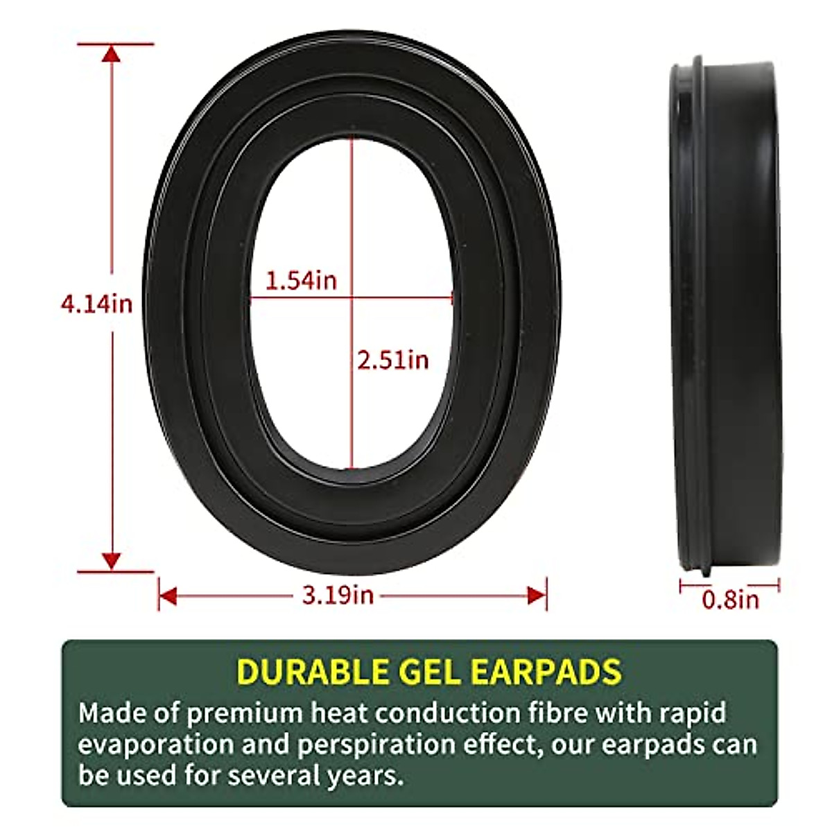Gel Ear Pads Gel Seals for Sordin Supreme Pro X, Gel Ear Cushion Silicone Earmuff Ear Hygiene Kit Compatible with Sordin Supreme Active Ear Muff Series 1 Pair