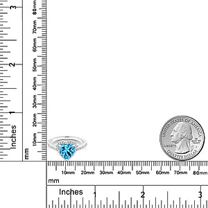 Gem Stone King 925 Sterling Silver Swiss Blue Topaz Women Engagement Ring (2.21 Cttw, Heart Shape 8MM, Available In Size 5,6,7,8,9)