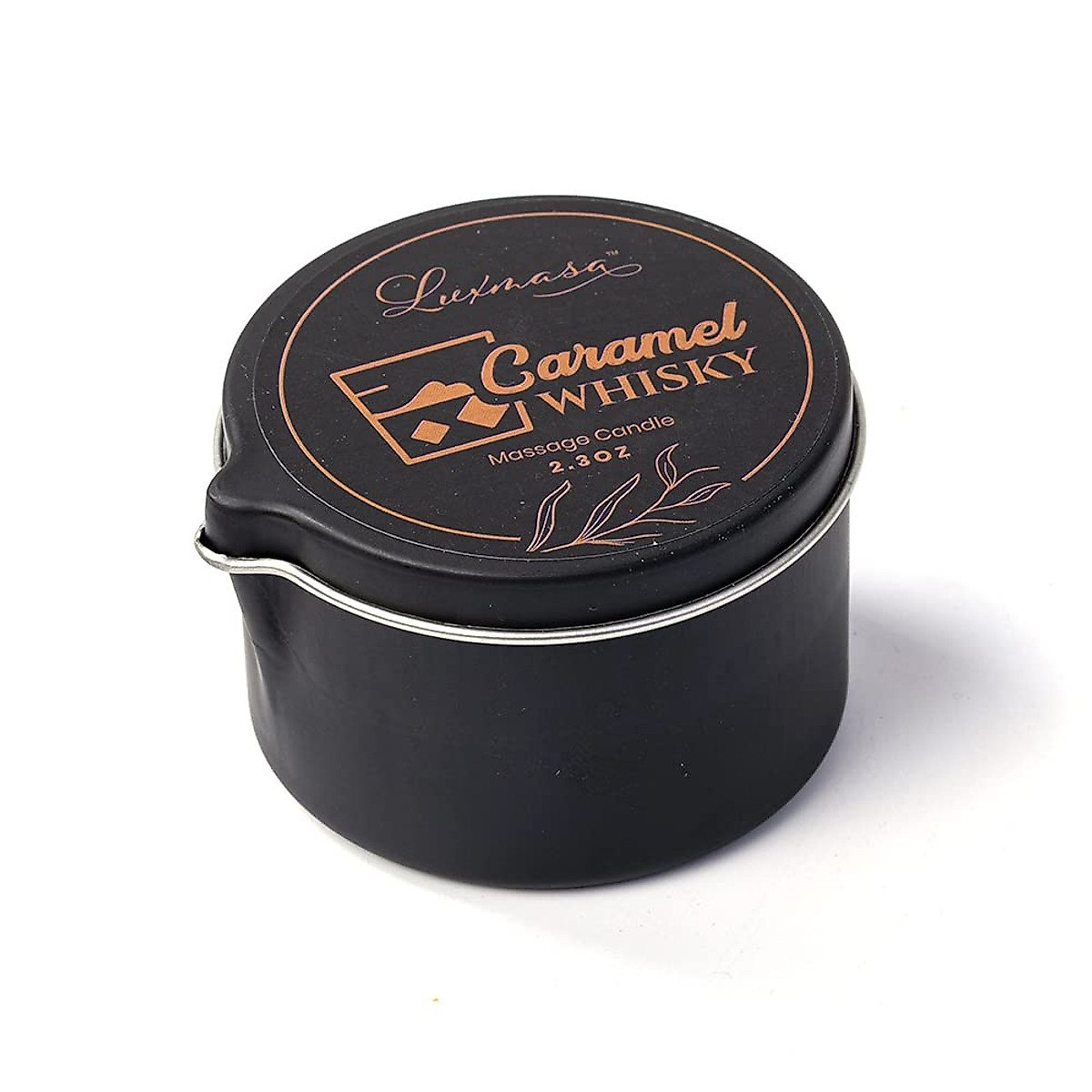 LUXMASA Soybean Wax Warming Massage Oil Candle for Stress Relief and Skin Moisturizing, Romantic Gift SPA Use Home Scented Candle Body Oil Caramel Whisky Scent 2.35 OZ