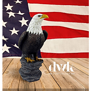 DWK - Liberty - Majestic American Bald Eagle on Rock Desk Statue Figurine Patriotic Sculpture USA Freedom Office Bookshelf Tabletop Home Decor Accent, 9-inch…
