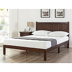 Zinus Adrian Wood Rustic Style Platform Bed with Headboard / No Box Spring Needed / Wood Slat Support, Queen
