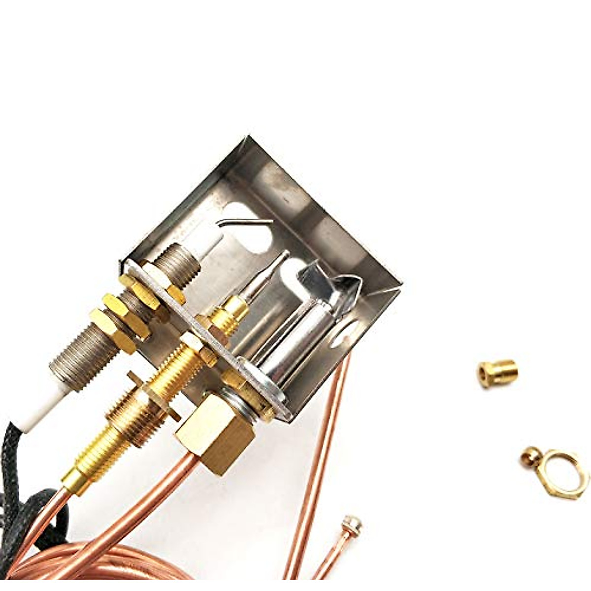 MENSI Propane Gas Fireplaces Fire Pits DIY Safety Replacement Part Pilot Burner Assembly for Propane Igniter Kit M8x1 Thermocoupler with OD 4mm Copper Tube Connection